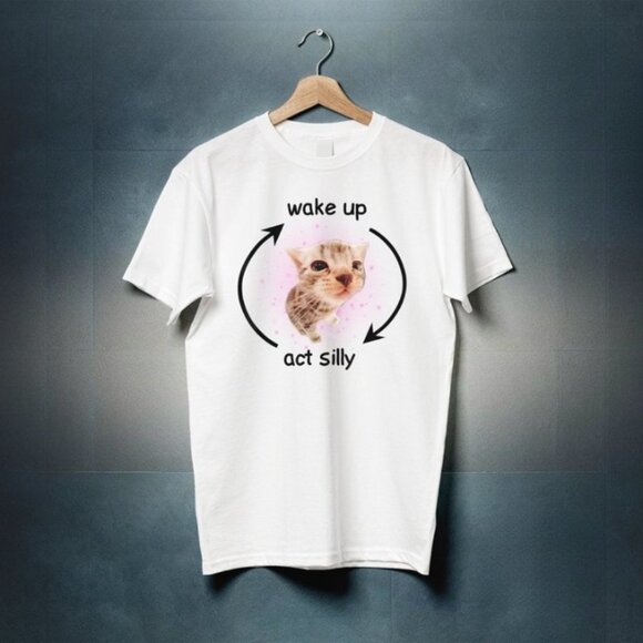 Unbranded | Tops | Wake Up Act Silly Shirt Crying Banana Cat Meme Shirt ...